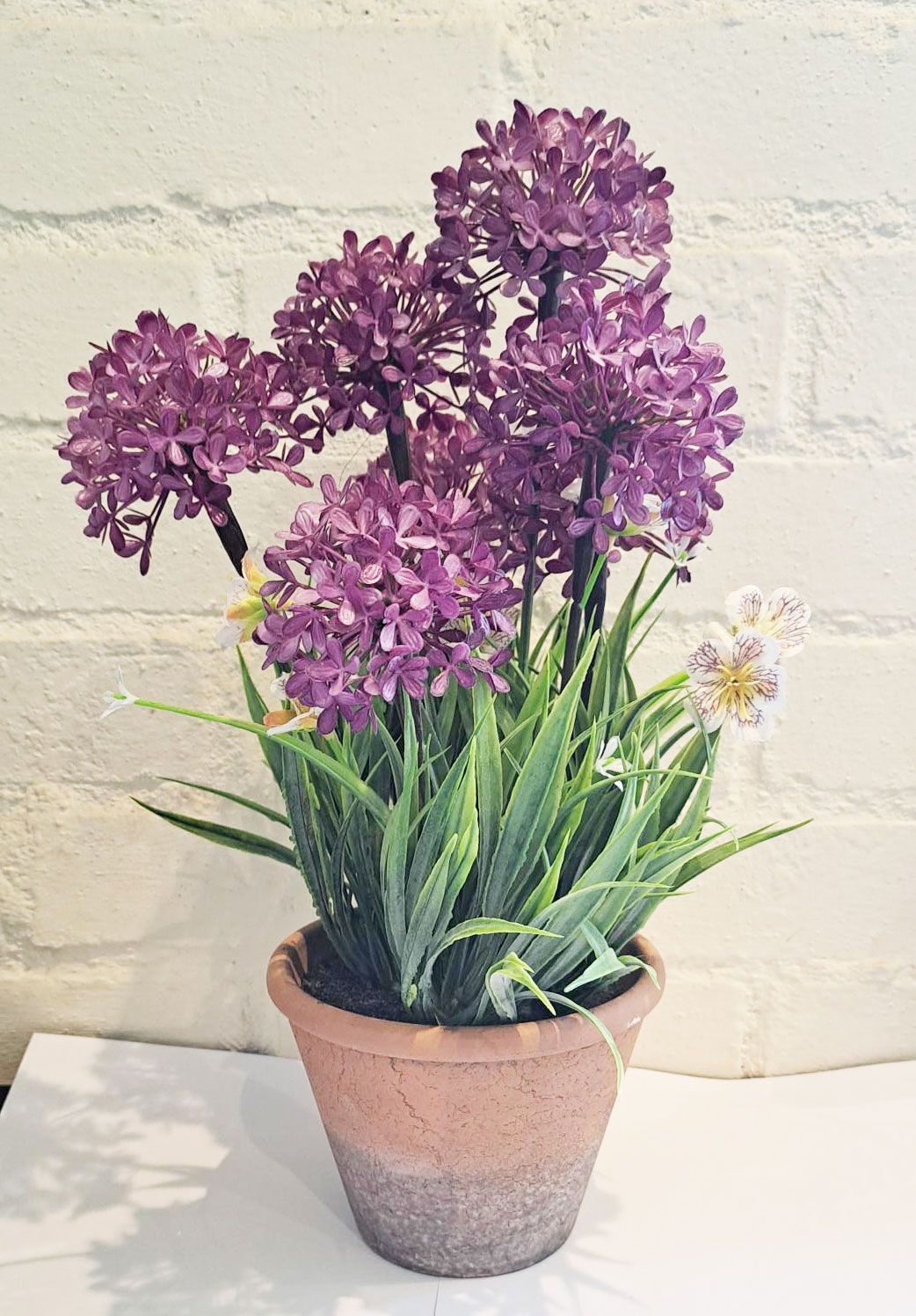 Allium Foliage In Pot Artificial Flower Purple - 42cm - Sincere | Gift Envy Allium Foliage In Pot Artificial Flower Purple - 42cm - Sincere | Gift Envy